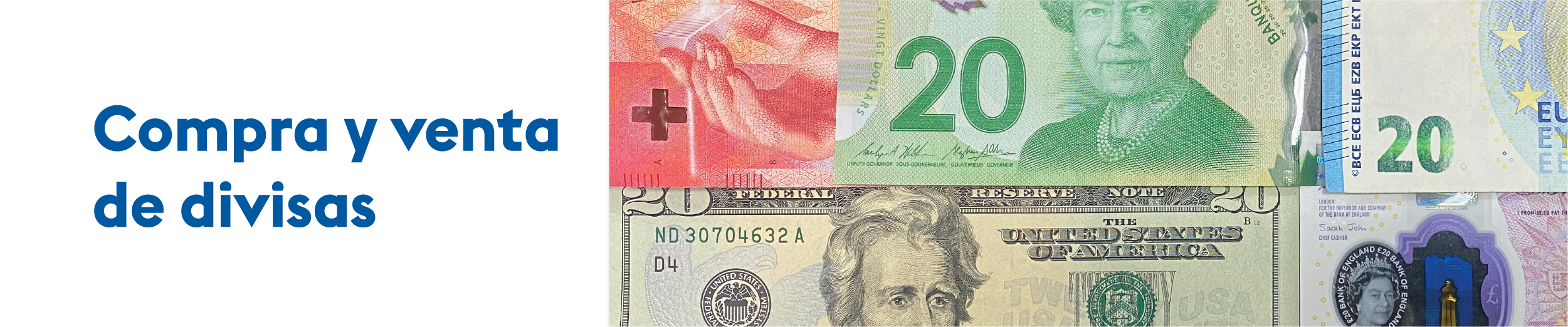 Compra y venta de divisas.